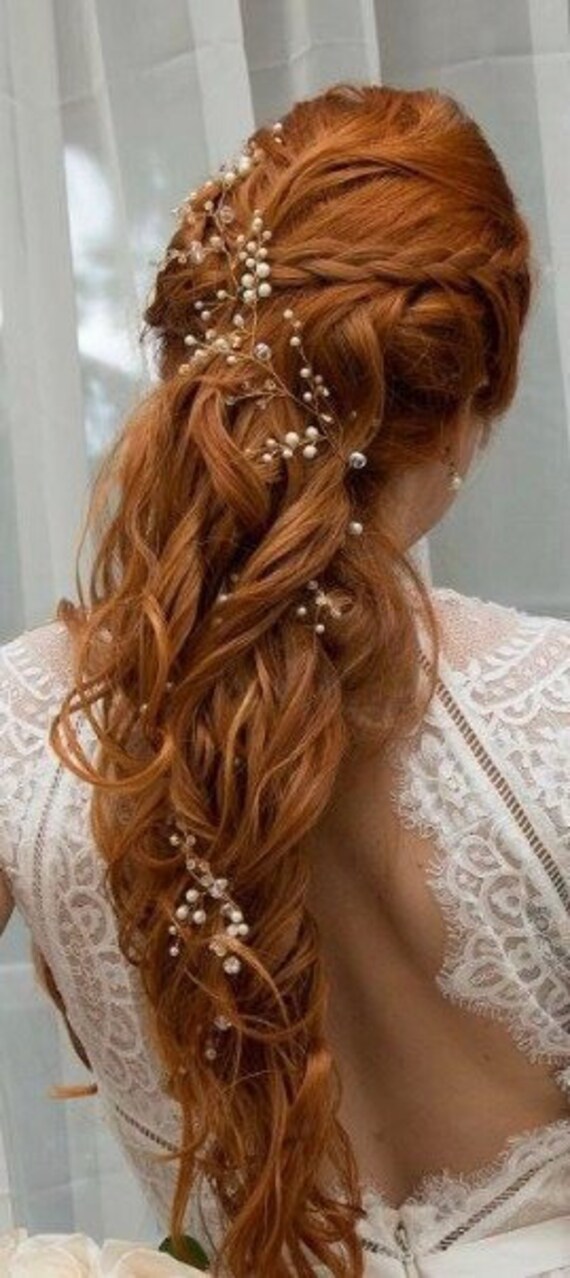 Long Hair Vine Wedding Hair Vine Bridal Hair Vine Pearl Hair | Etsy