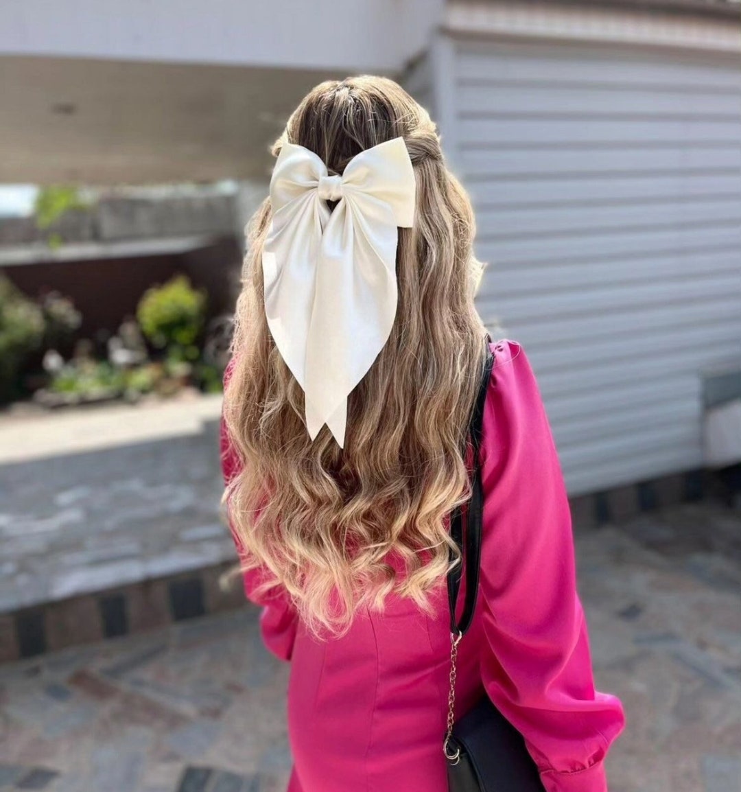 White Silk Bridal Bow Veil Bridal Hair Bow Alternative Bridal Veil ...