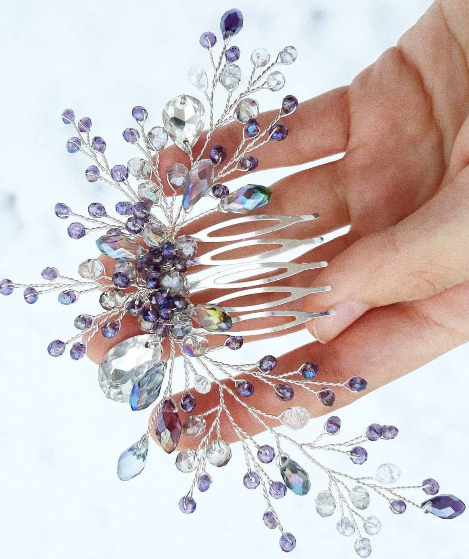 Purple Hair Comb Lilac Rhinestone Hair Comb Purple Wedding - Etsy