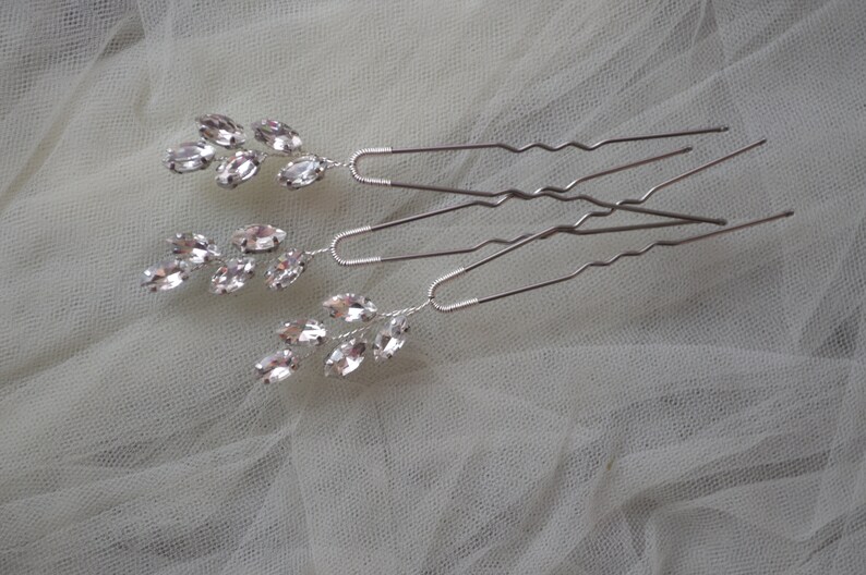 Set of 3 Bridal Hair Pin Wedding Bobby Pins Crystal Wedding - Etsy