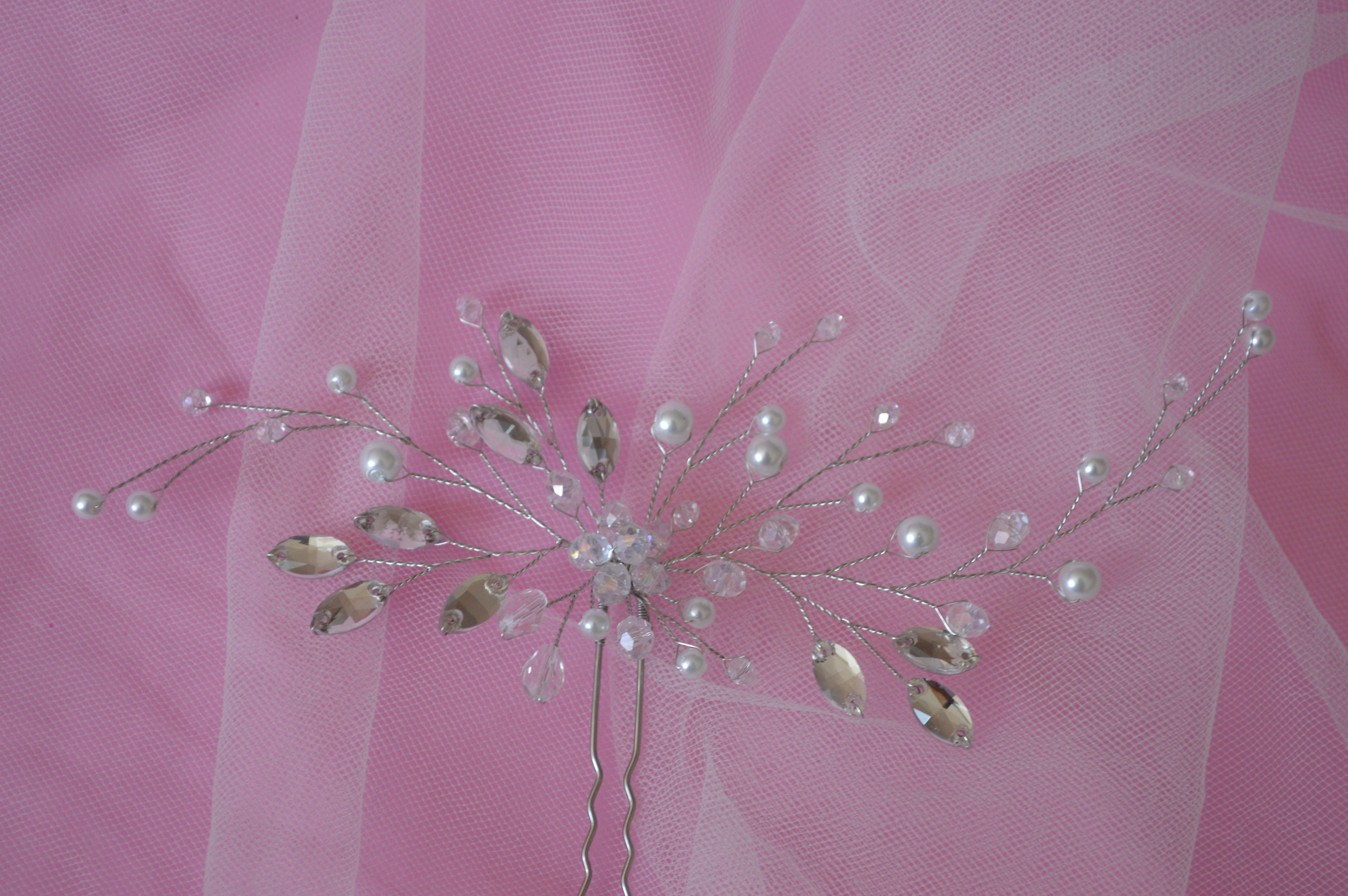 Crystal Bridal Hair Pins Silver Bridal Hair Pin Pearl Hair Etsy