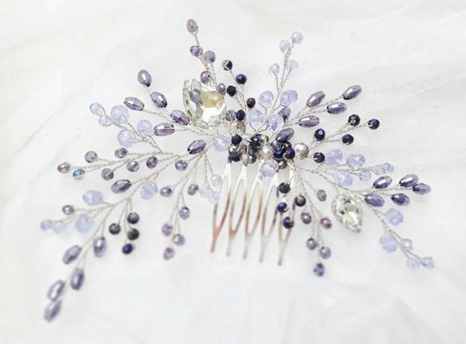 Purple Hair Comb Lilac Rhinestone Hair Comb Purple Wedding - Etsy