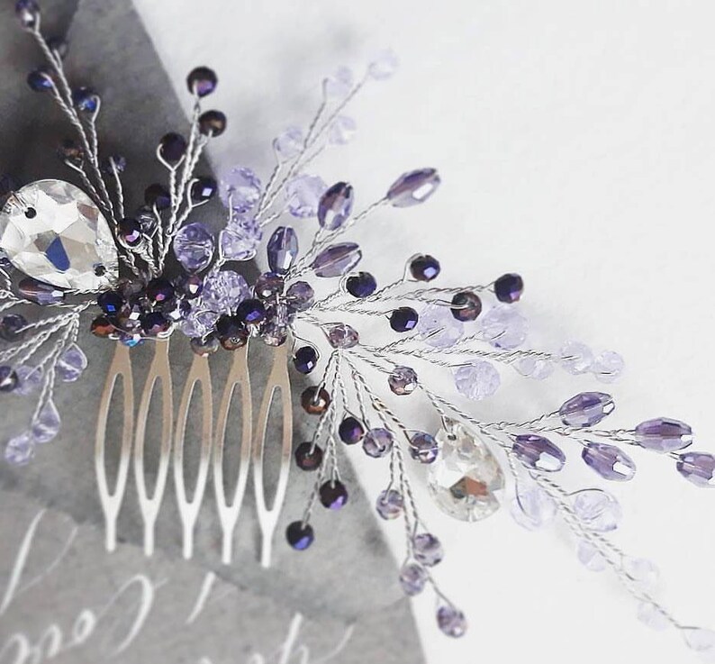 Purple Hair Comb Lilac Rhinestone Hair Comb Purple Wedding - Etsy