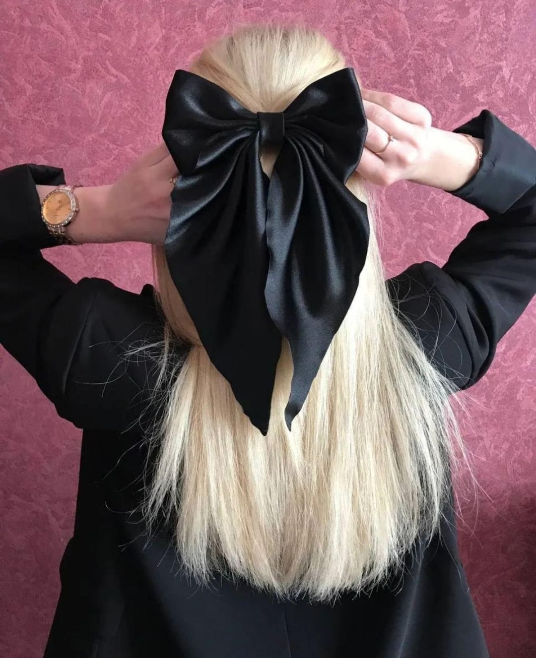 Black Hair Bow Hair Bow Woman Hair Clip Bow Satin Bow for Hair Girl ...