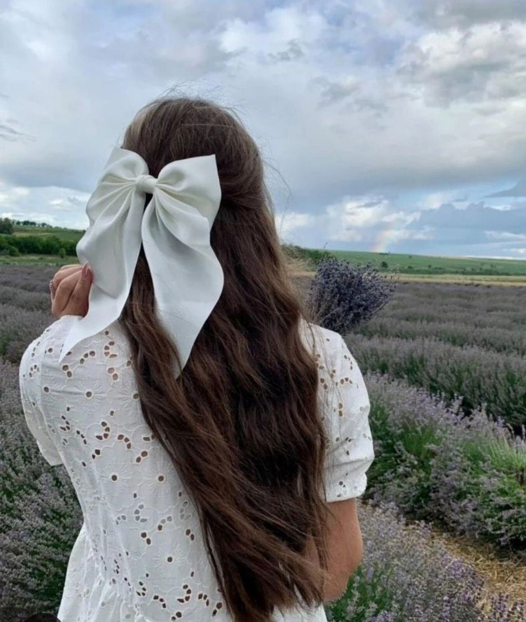 Bridal Bow Veil White Bridal Hair Bow Alternative Bridal Veil Vintage ...