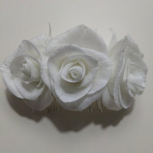 White Flower Hair White Roses White Bridal Hair Comb Dried Flower Hair ...