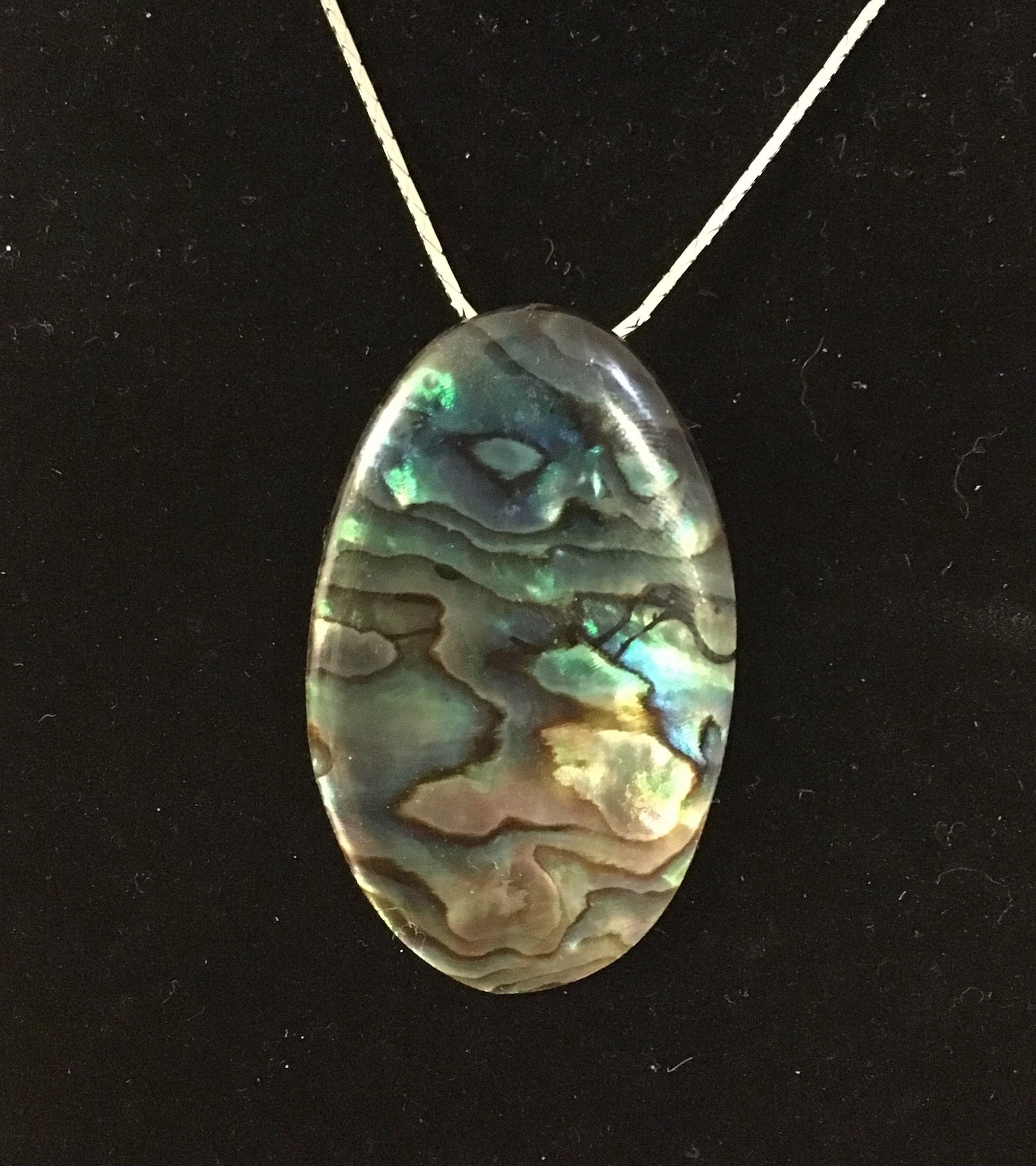 Vintage Oval Abalone Pendant Necklace on a Silver Toned Chain - Etsy