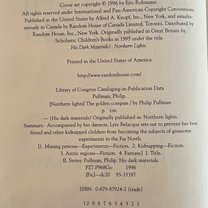 1996 First Edition, First Printing of the Golden Compass by Philip ...