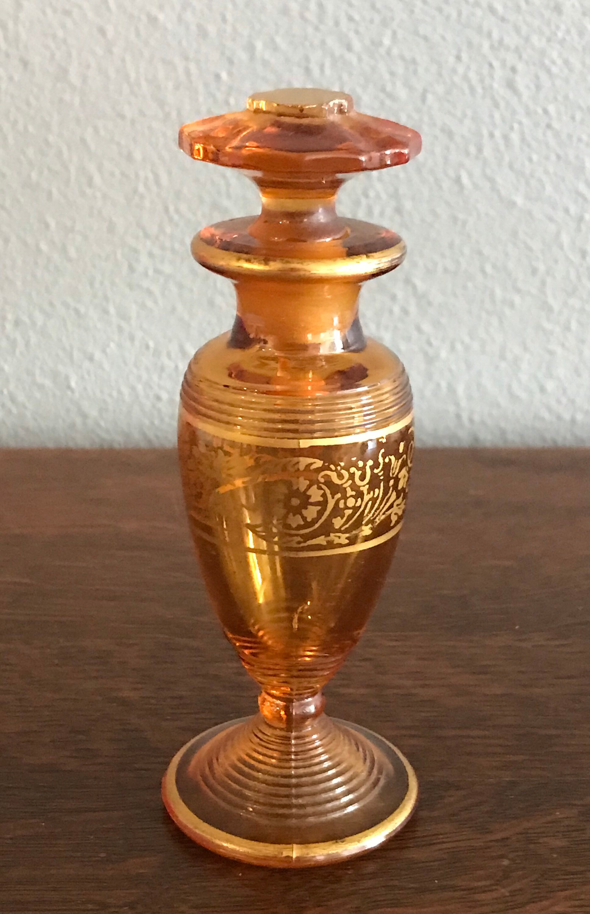 1970s Amber Glass Perfume Bottle With Gold Toned Floral | Etsy