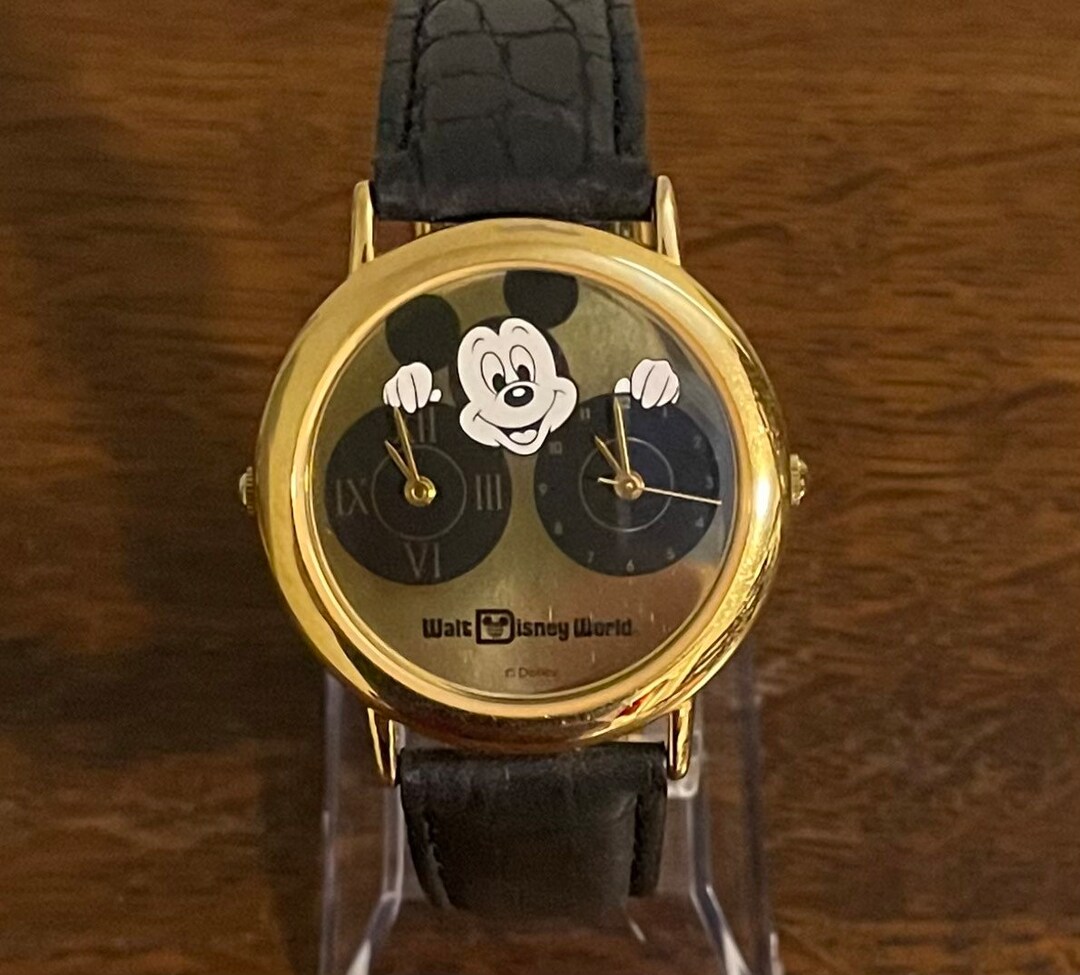 1980’s Walt Disney World Two Dial Mickey Mouse Watch- Vintage Dual Time ...