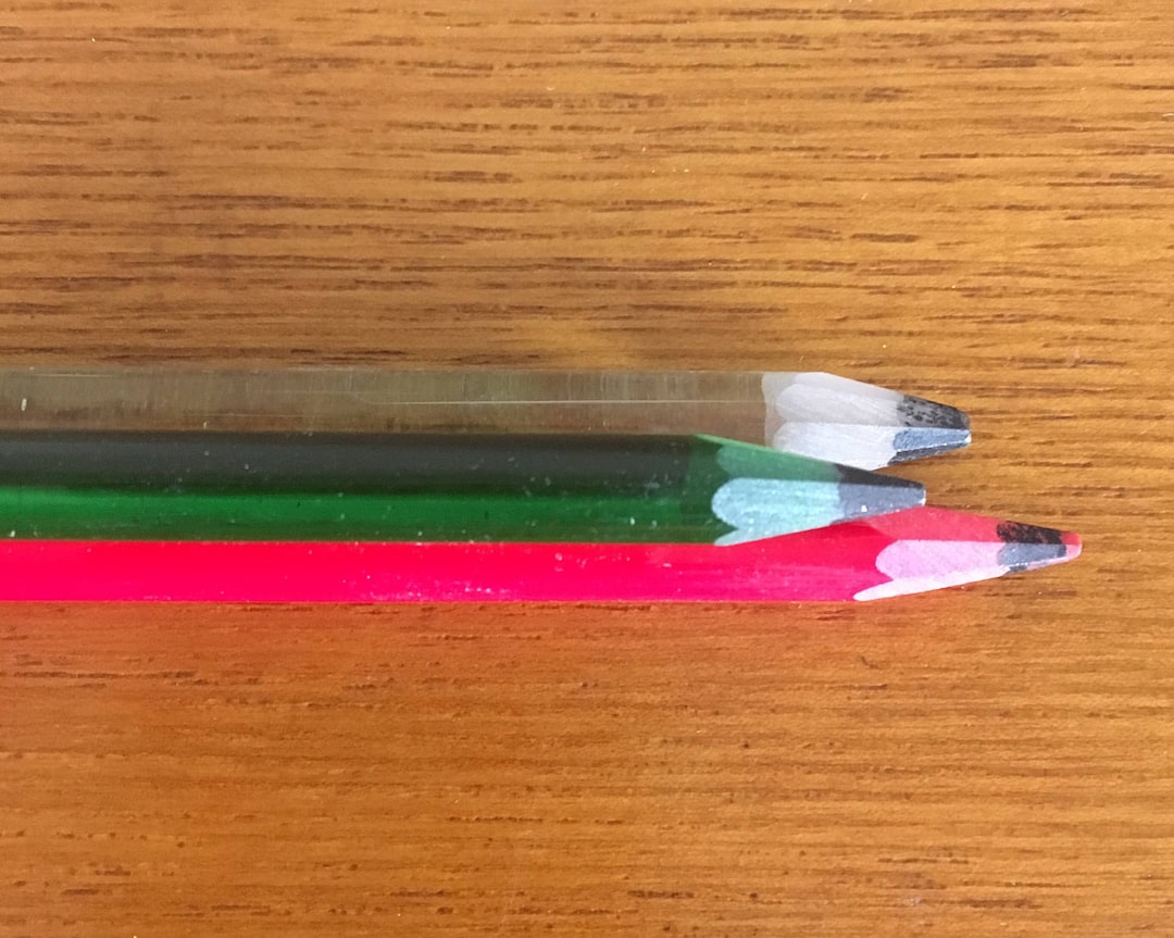 Vintage Art Glass Pencil Set- Colored Art Glass Pencils- Red Green and ...