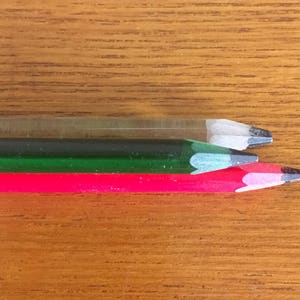 Vintage Art Glass Pencil Set- Colored Art Glass Pencils- Red Green and ...