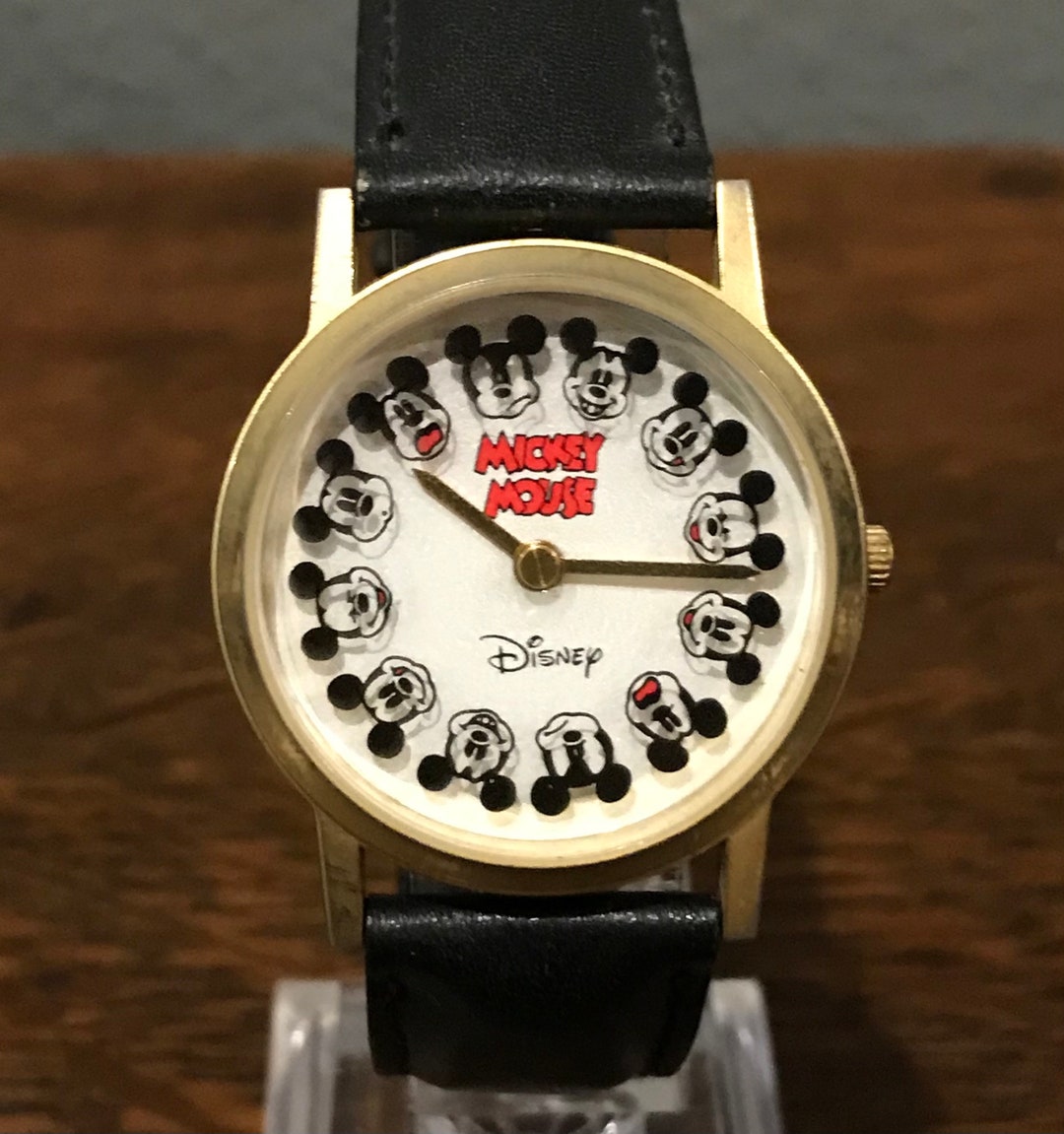 1990's Disney Time Works Many Faces of Mickey Mouse Watch- Vintage ...