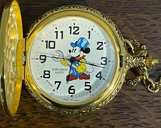 1990’s Mickey Mouse Train Engineer Pocket Watch- Vintage Disney ...
