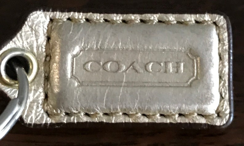 Vintage COACH Leather Keychain Small Gold Toned Leather Coach | Etsy