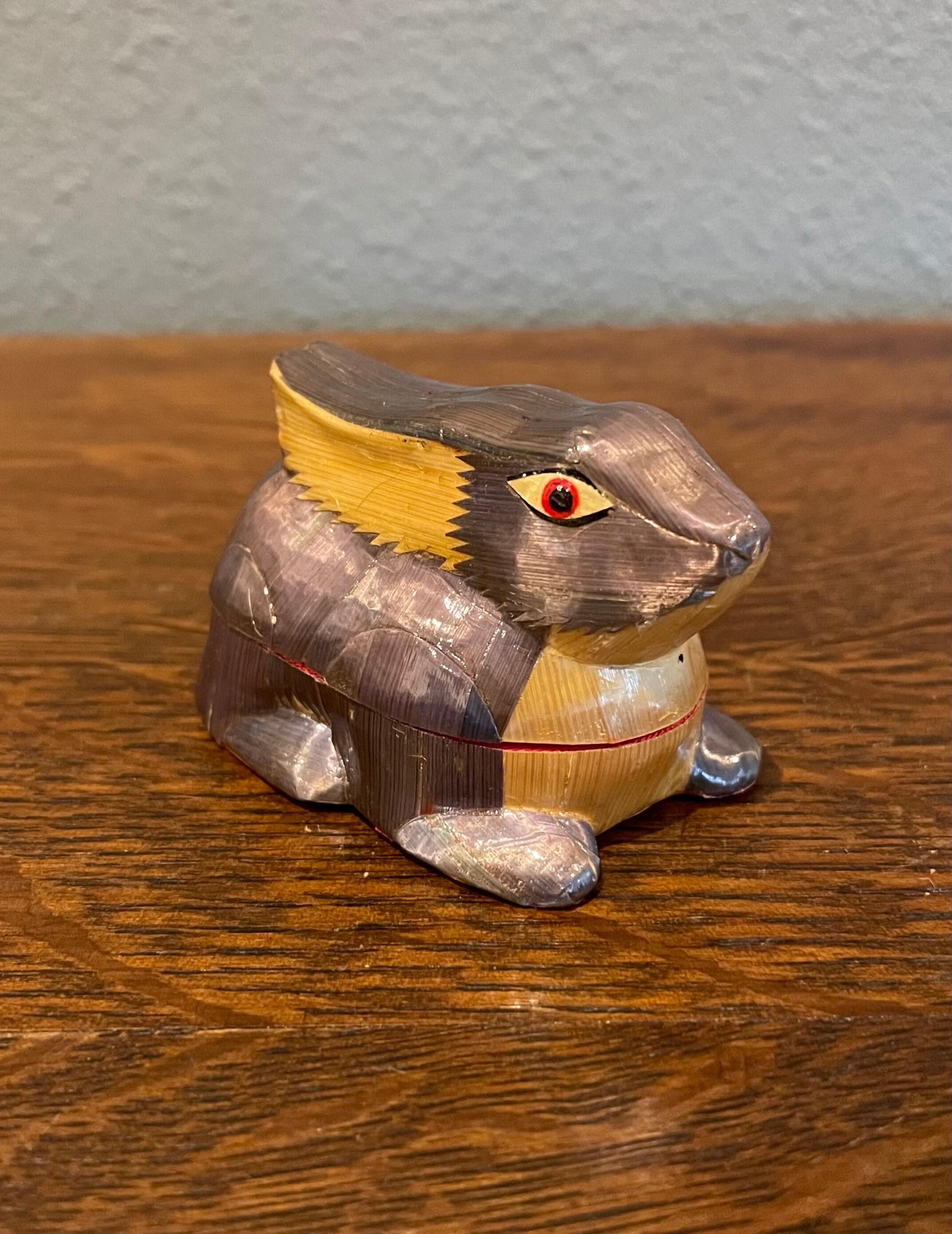 1990s Wooden Rabbit Trinket Box Vintage Wooden Bunny Ring | Etsy