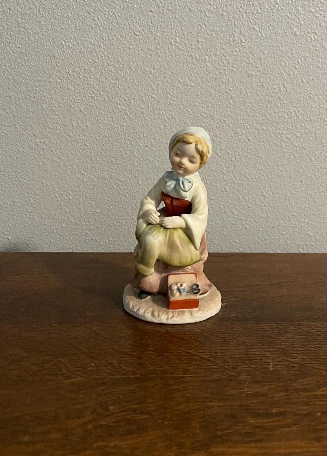 Lefton Girl With Sewing Basket Figurine- Vintage Lefton China, Japan ...