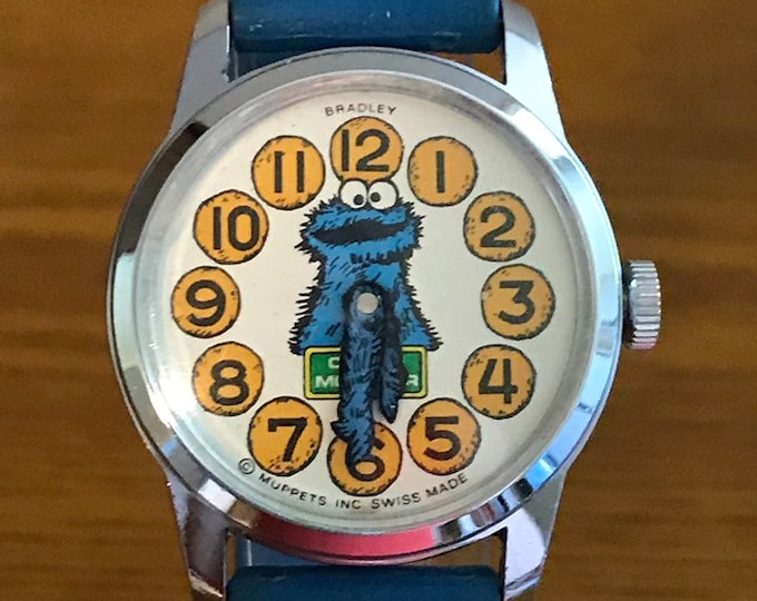 1970's Bradley Cookie Monster Watch Vintage Sesame Street Manual Wind ...