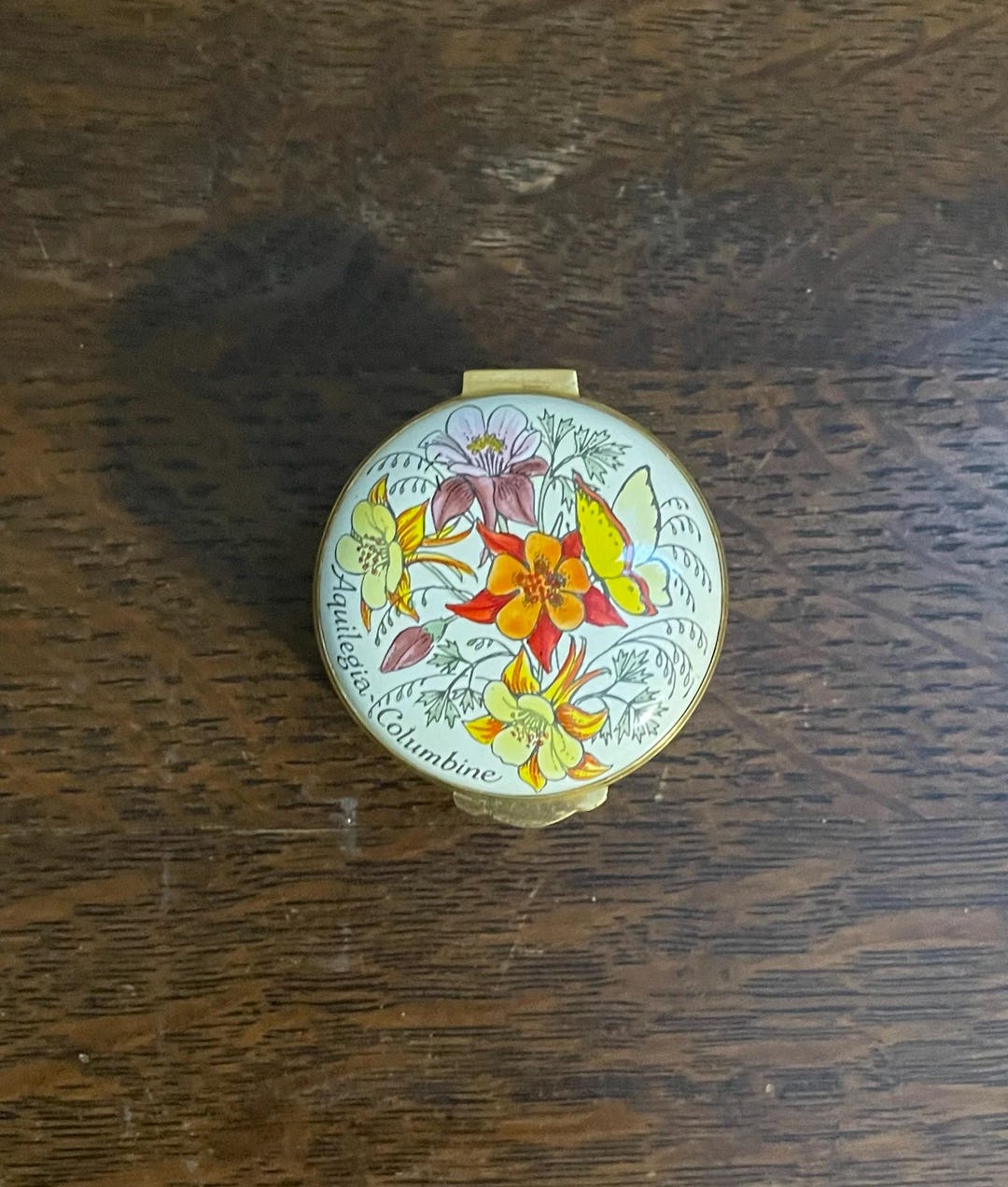 Crummles Enamel Aquilegia Columbine Box- Vintage Crummles & Co. Floral Trinket Box - Etsy