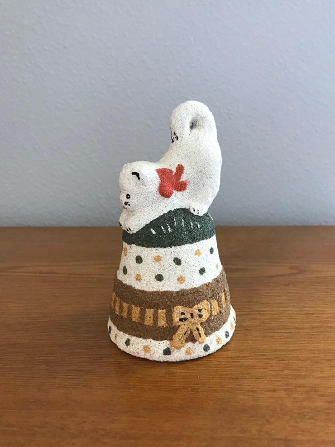 Vintage Textured Ceramic Cat Bell- Ceramic Kitten Bell - Etsy