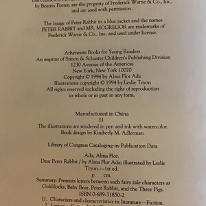 1994 Edition of Dear, Peter Rabbit by Alma Flor Ada With Illustrations ...