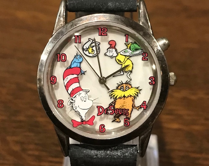 1997 Indiglo Dr Seuss Tick Tocking Time Tickers Watch Vintage Unisex The Cat In The Hat The
