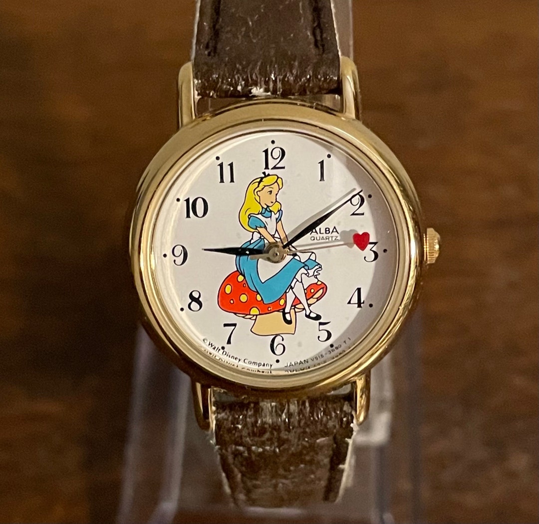 1990s Alba Alice in Wonderland Watch Vintage Disney Alice on a ...