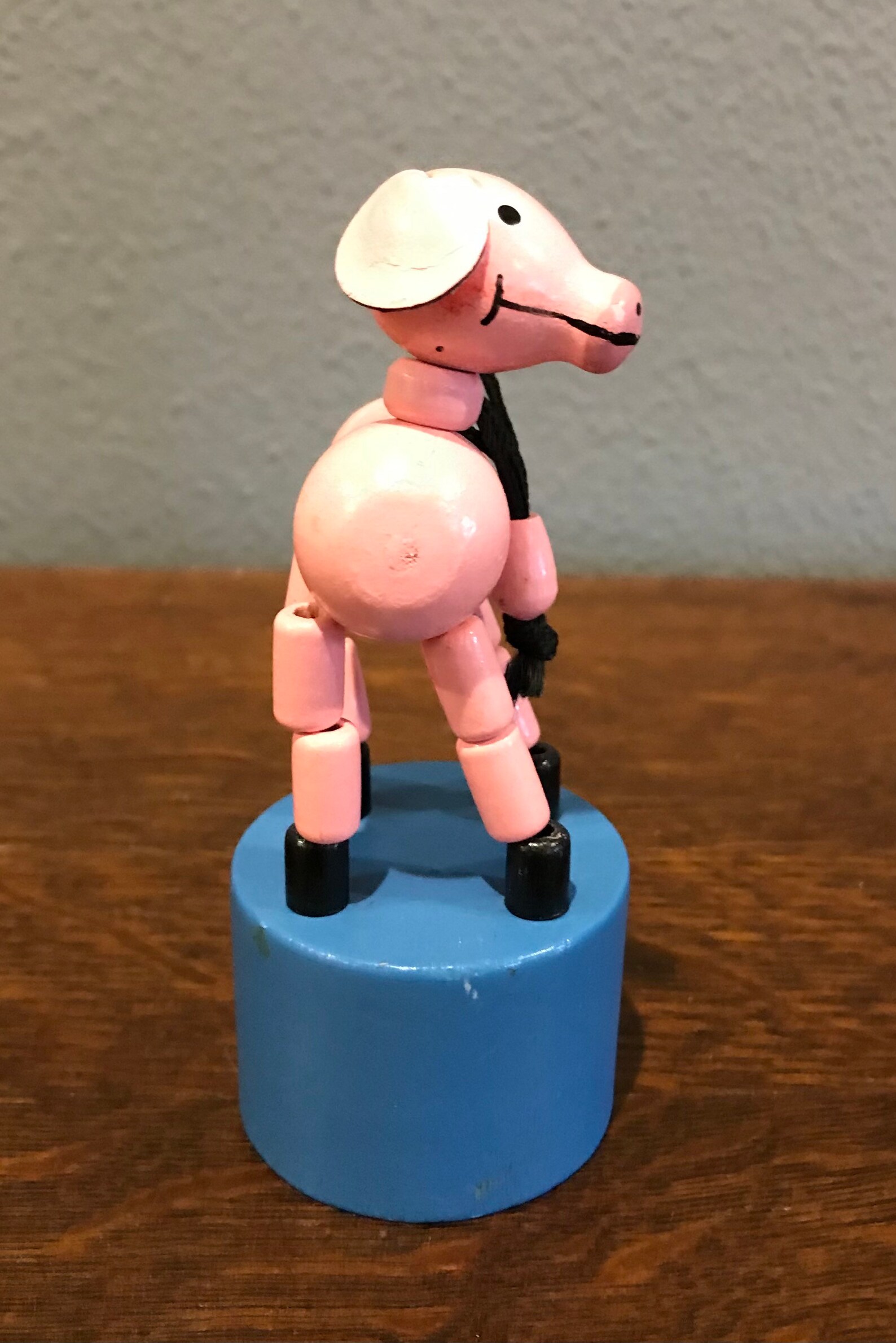 1980s Wooden Pig Push Button Puppet Vintage Pig Push Button | Etsy