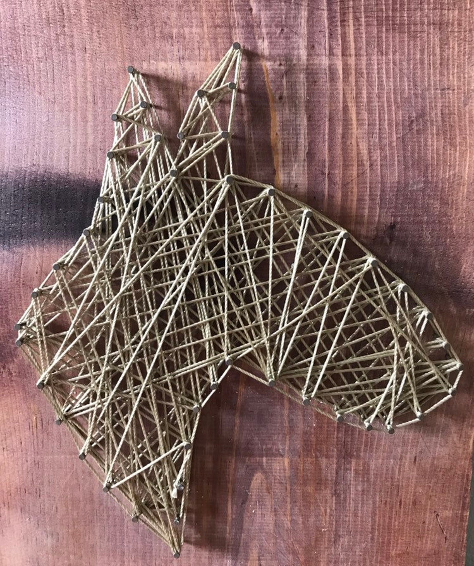 Vintage String Art Horse on Wooden Board - Etsy