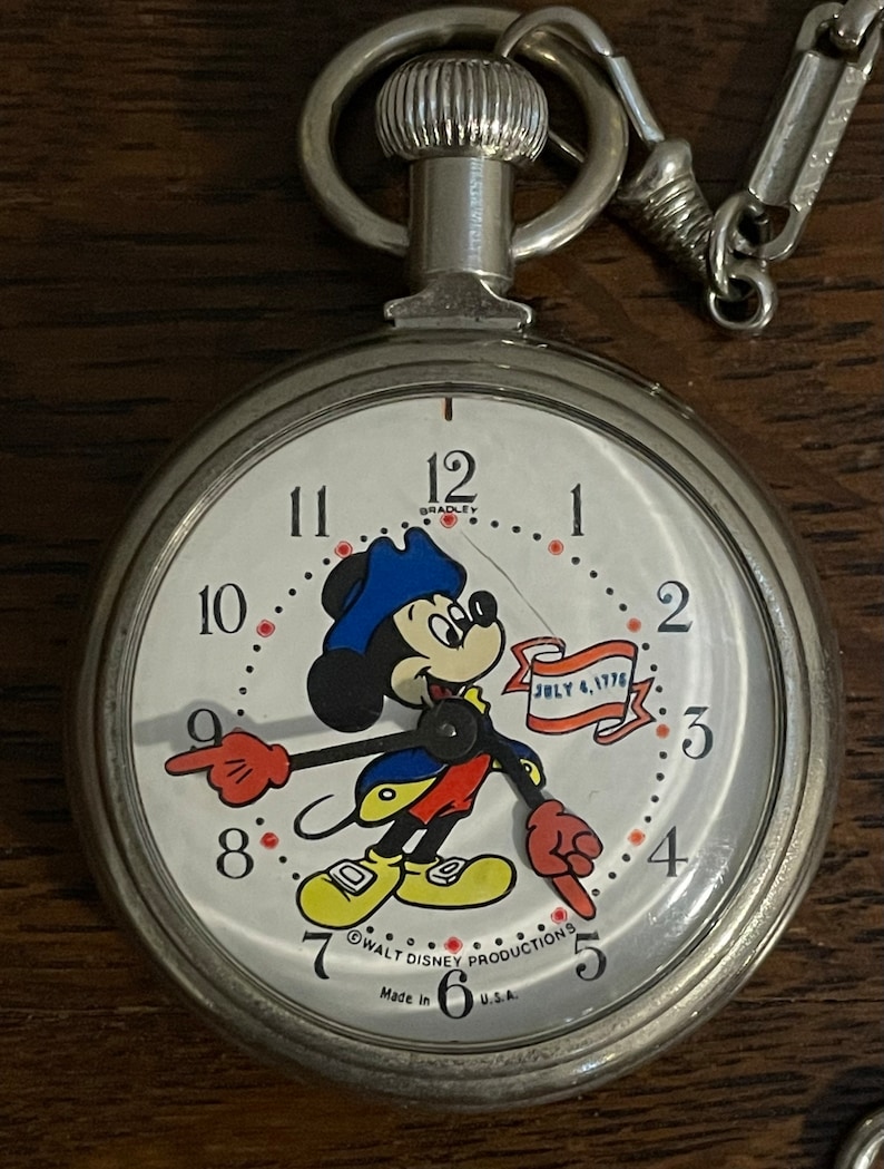 1976 Bradley Mickey Mouse Bicentennial Pocket Watch Vintage - Etsy