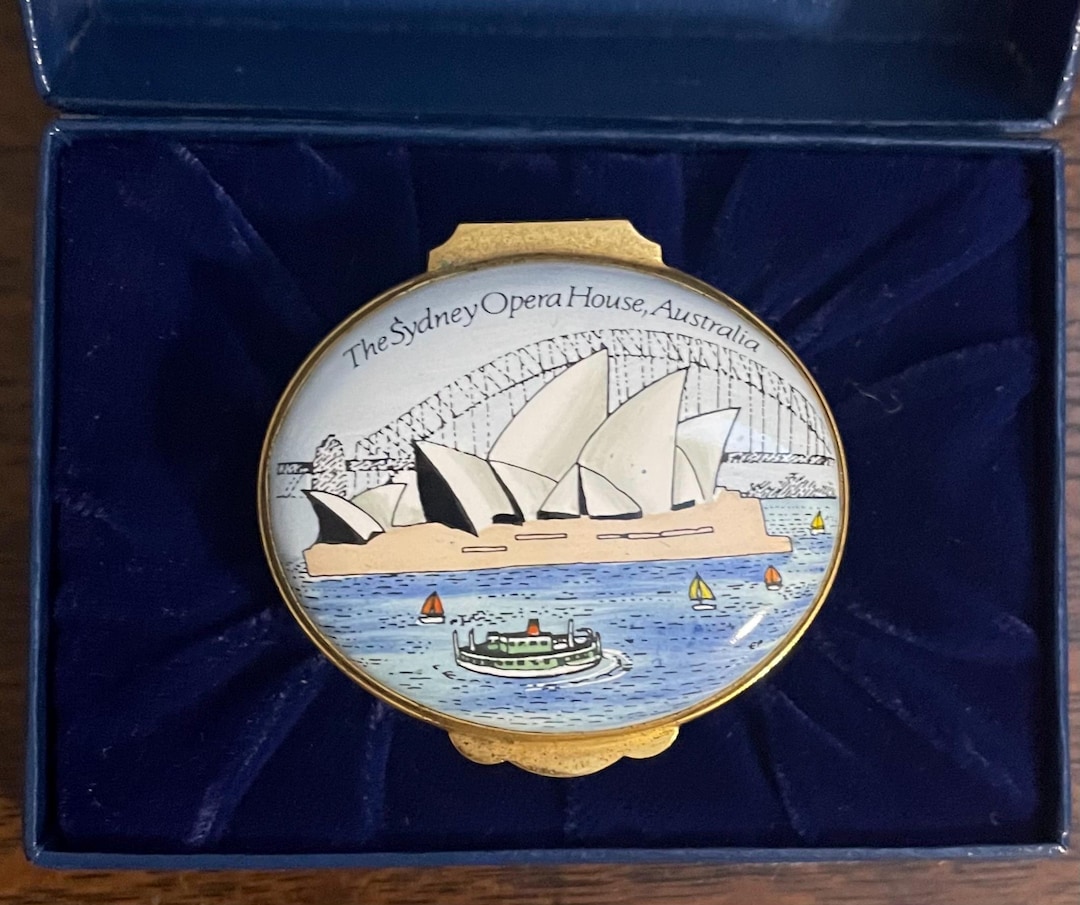 Halcyon Days Sydney Opera House Enamel Box- Vintage Halcyon Days Sydney ...