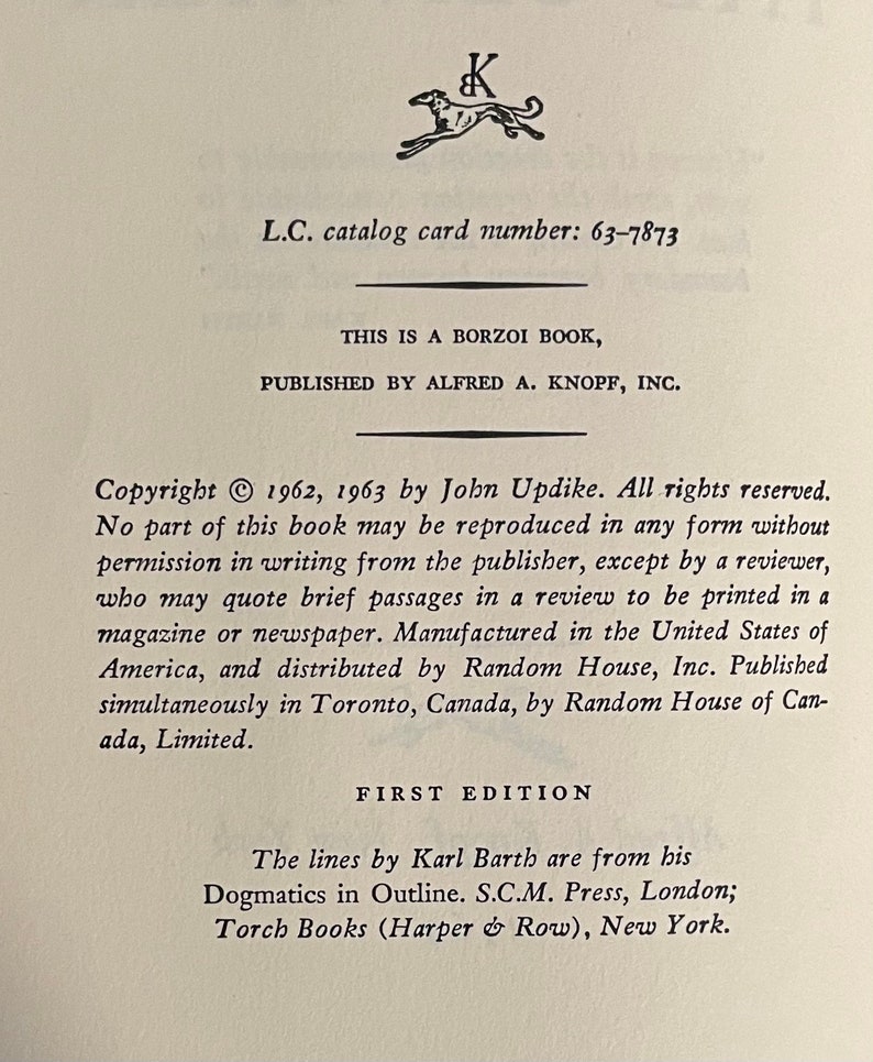 1963 First Edition, First Printing of the Centaur by John Updike - Etsy