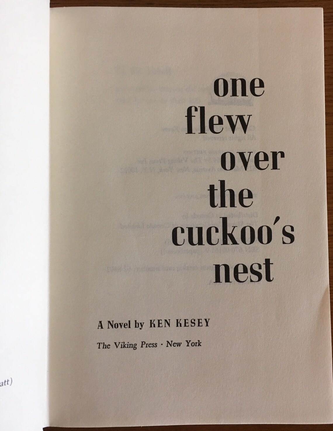 One Flew Over the Cuckoo's Nest by Ken Kesey Book of the | Etsy