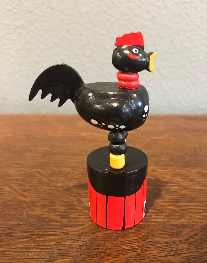 1990s Wooden Rooster Push Button Puppet Vintage Push Button - Etsy