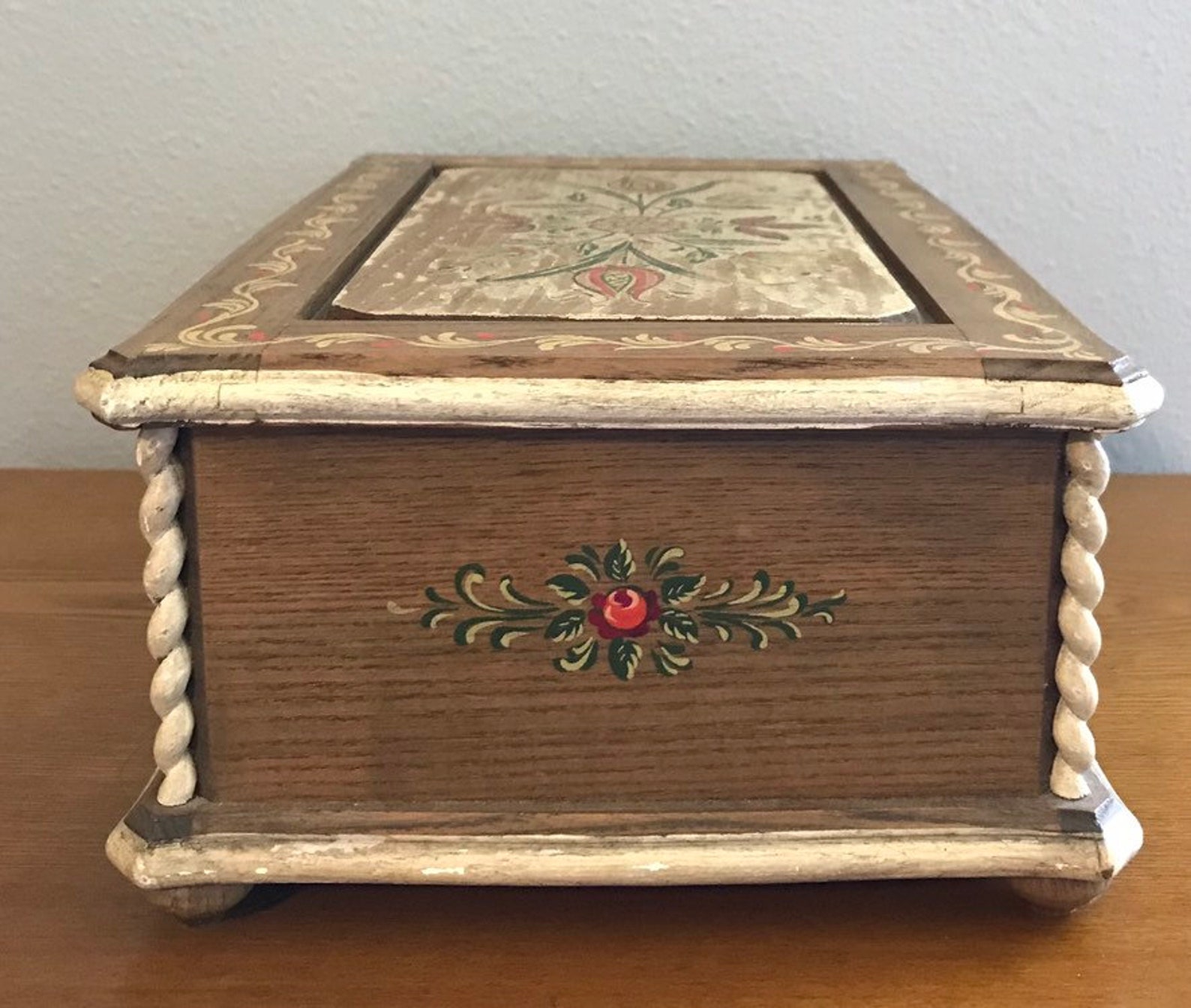 1960's Hand Painted Wooden Anri Musical Jewelry Box | Etsy