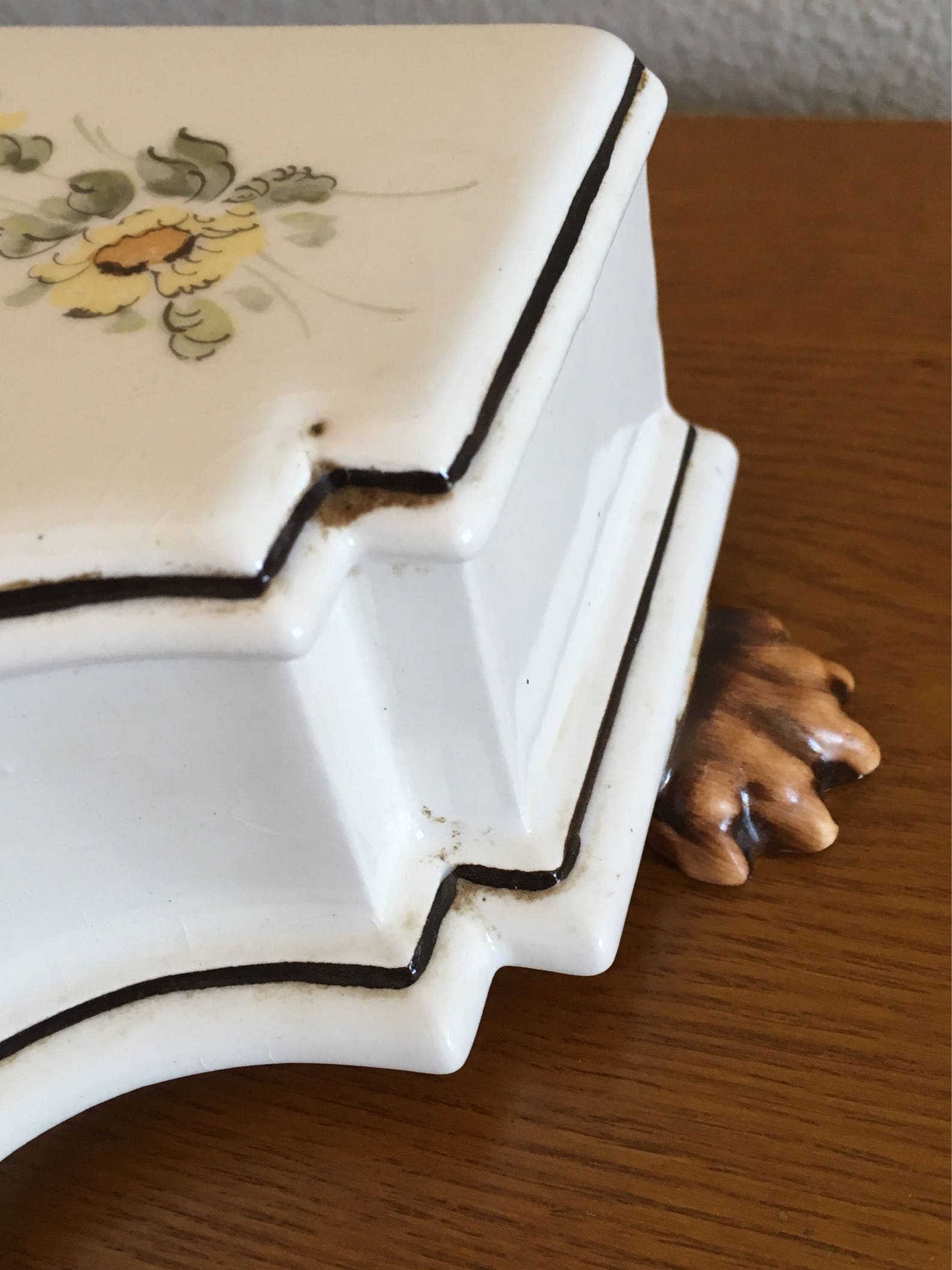 Vintage Porcelain Ink Well With Floral Decoration and Claw | Etsy