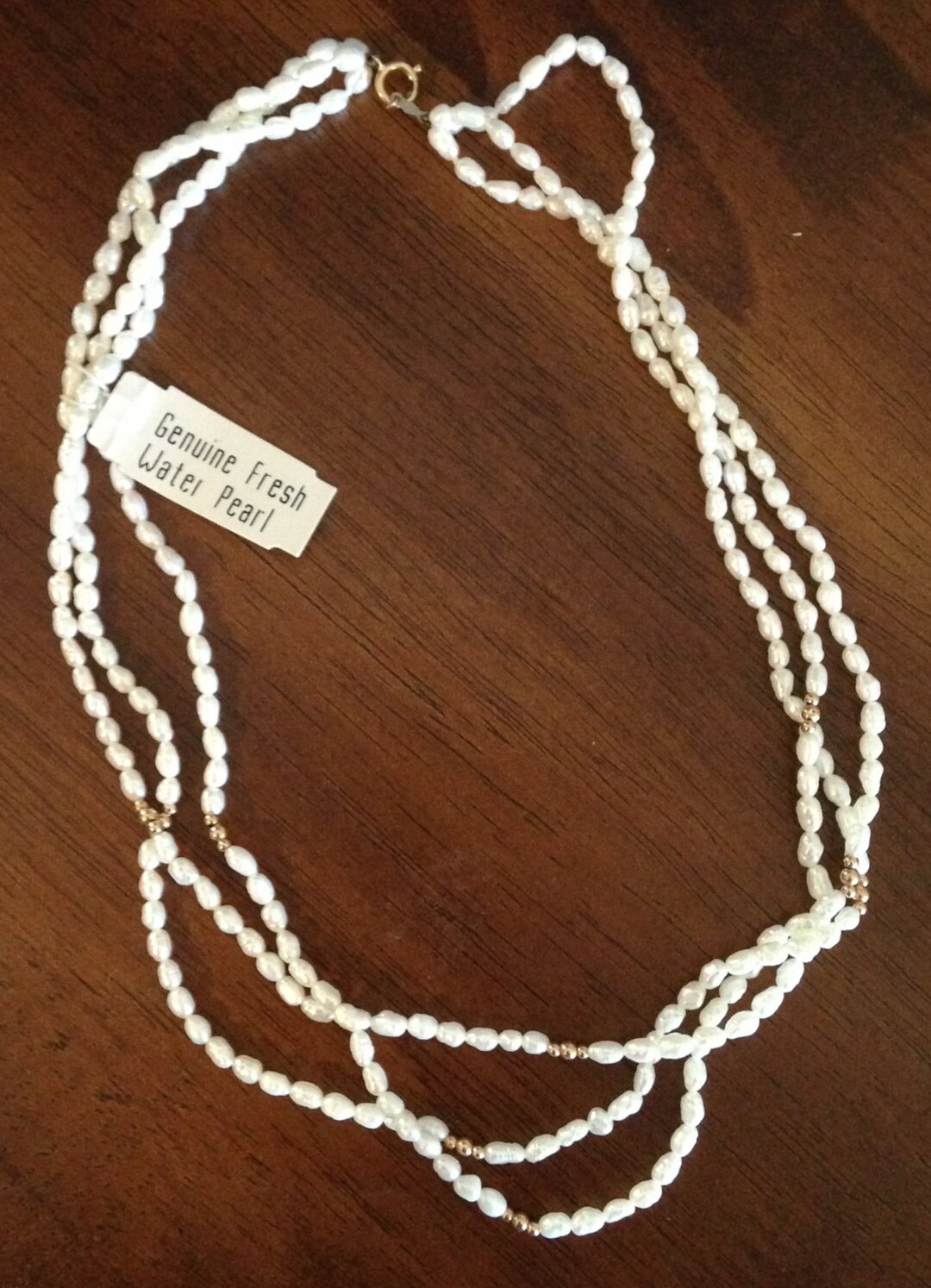 Vintage Triple String of Fresh Water Pearls With 14 Karat Gold Accents ...