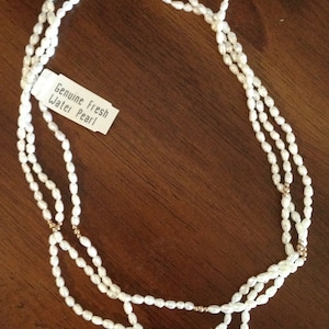 Vintage Triple String of Fresh Water Pearls With 14 Karat Gold Accents ...