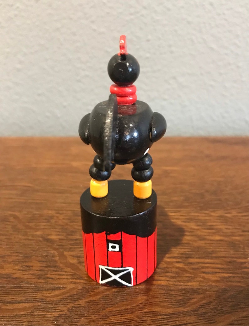 1990’s Wooden Rooster Push Button Puppet- Vintage Push Button ...