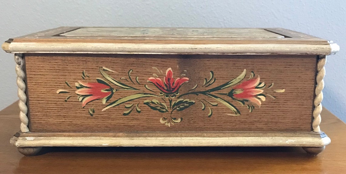 1960's Hand Painted Wooden Anri Musical Jewelry Box | Etsy