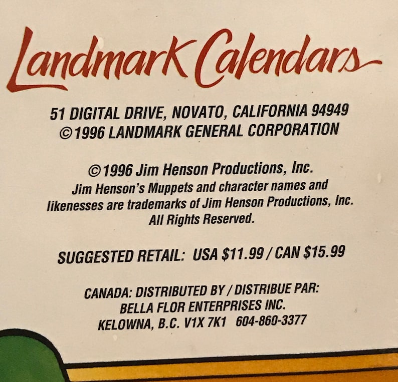 1996 Jim Henson’s Muppets Super Pop-up Calendar Growth Chart- Never ...