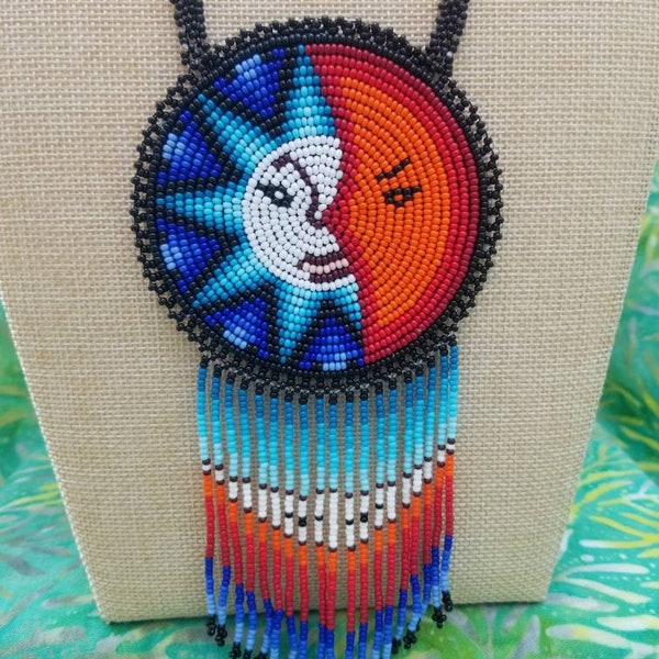 Beaded Medallion Necklace - Etsy