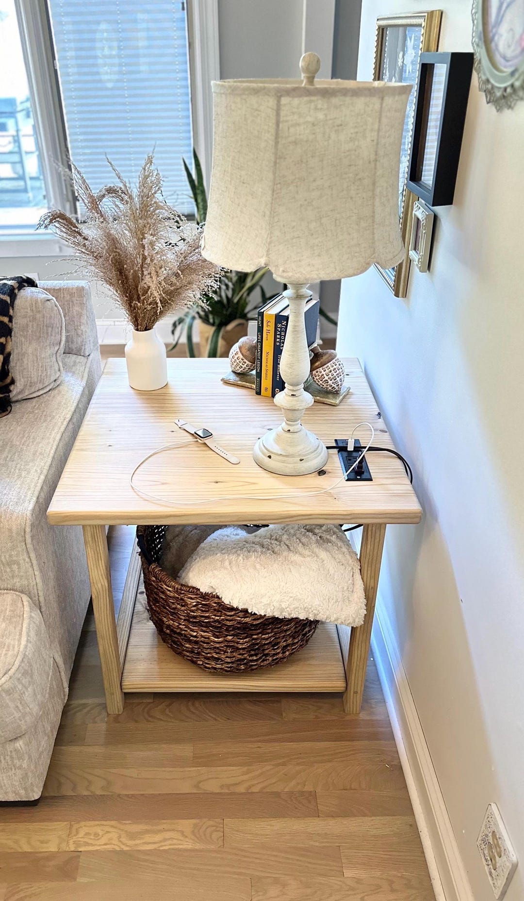 Wood End Table | Night Stand | Table With Outlet | Side Table | Bedside ...