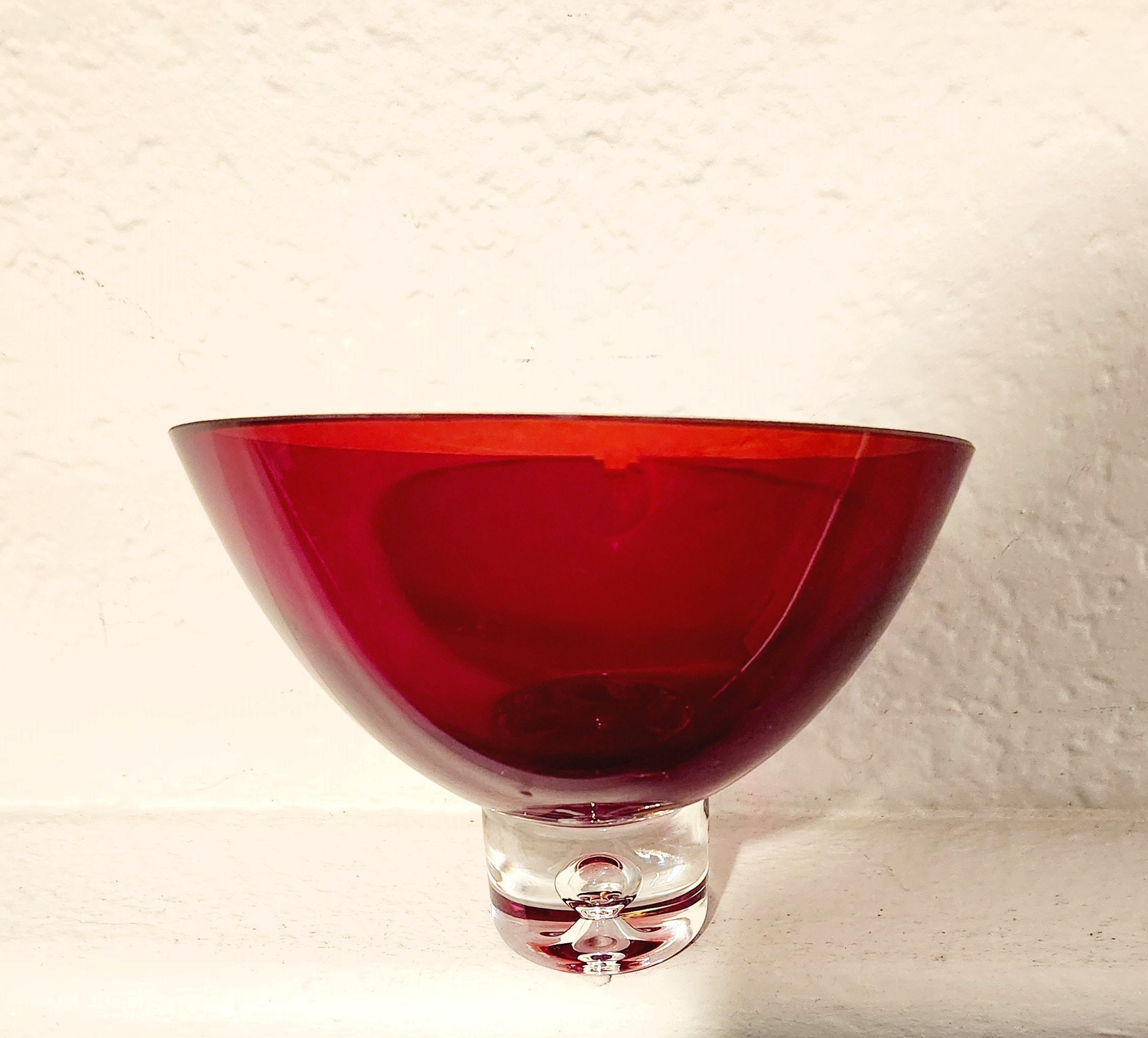 Vintage Red Bombay Glass Bowl - Etsy