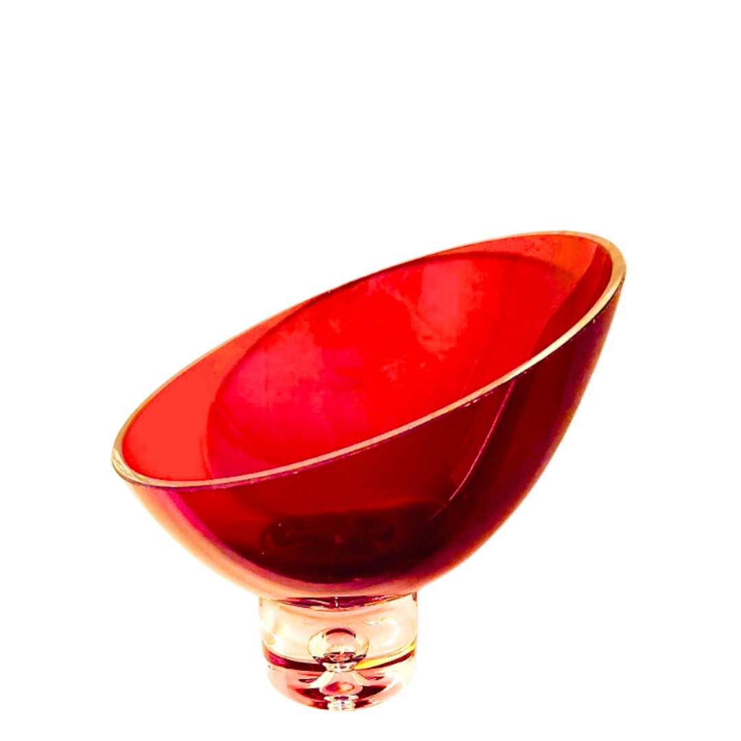 Vintage Red Bombay Glass Bowl - Etsy