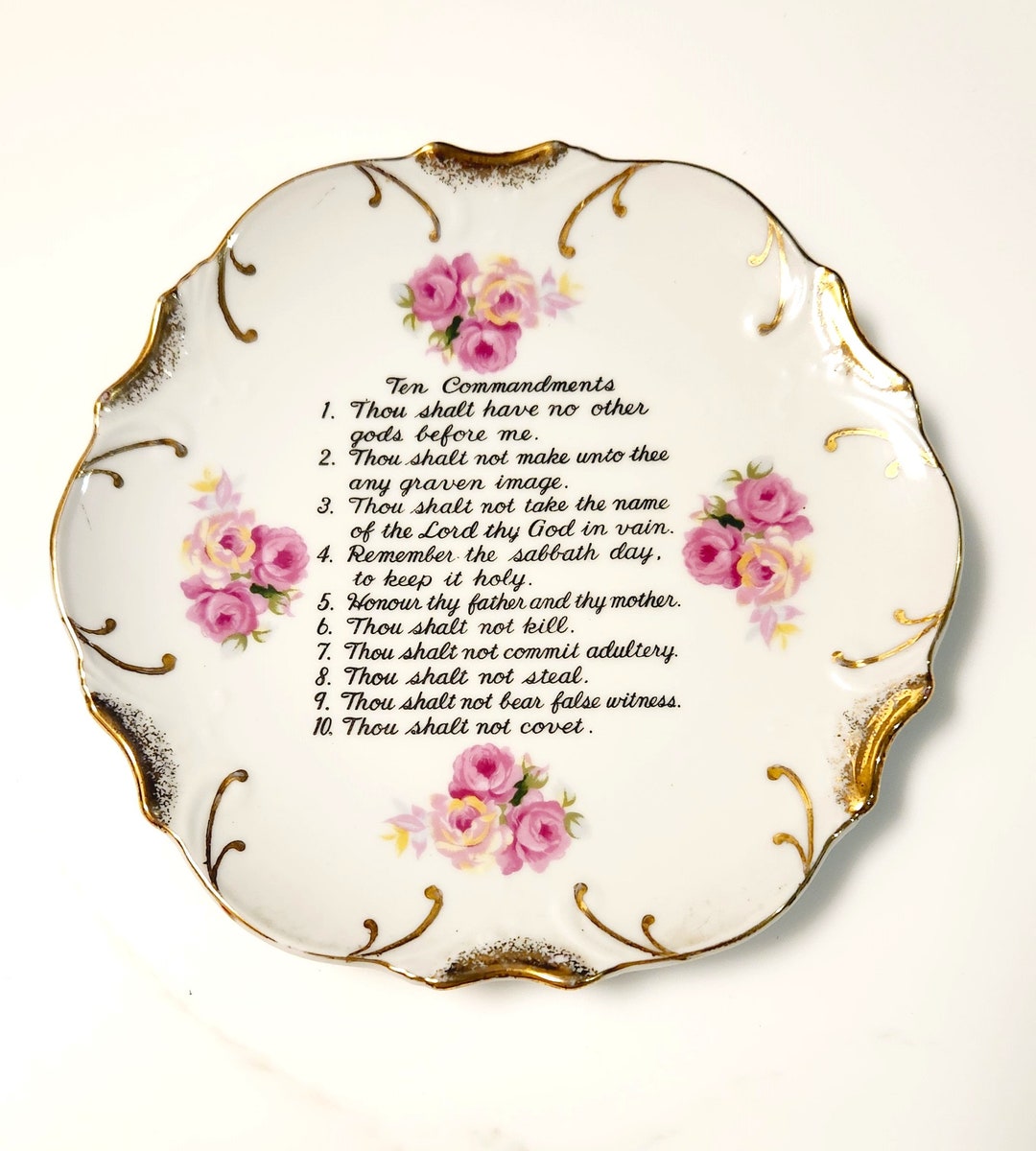 Vintage Made in Japan 18K Gold Trim the Ten Commandments Decorative ...