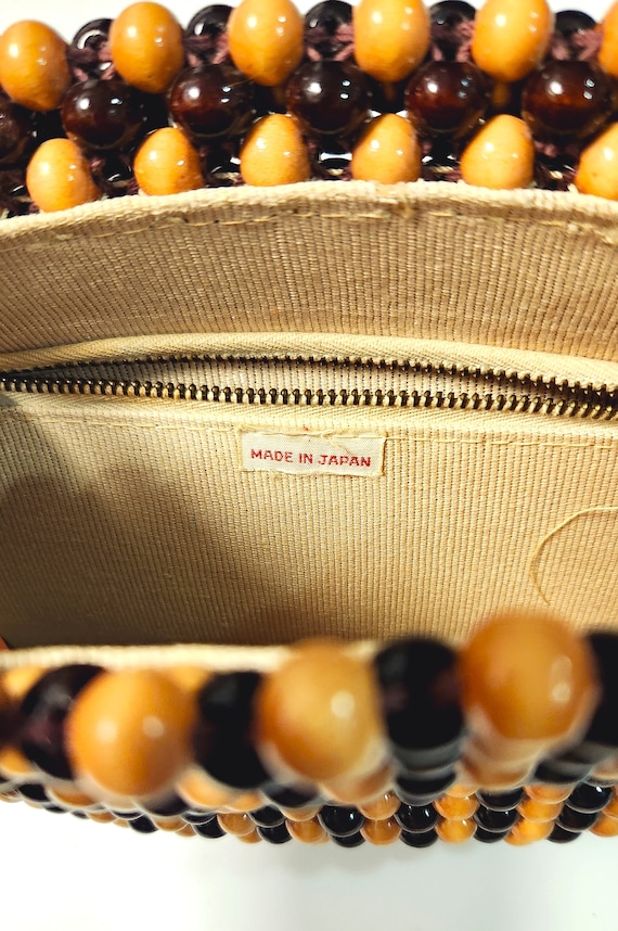 Vintage Made in Japan Beaded Wooden Handbag Purse - Gem