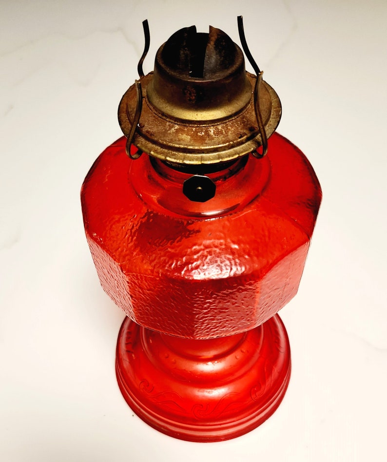 1950's Vintage Ruby Red Oil Lamp Base - Etsy