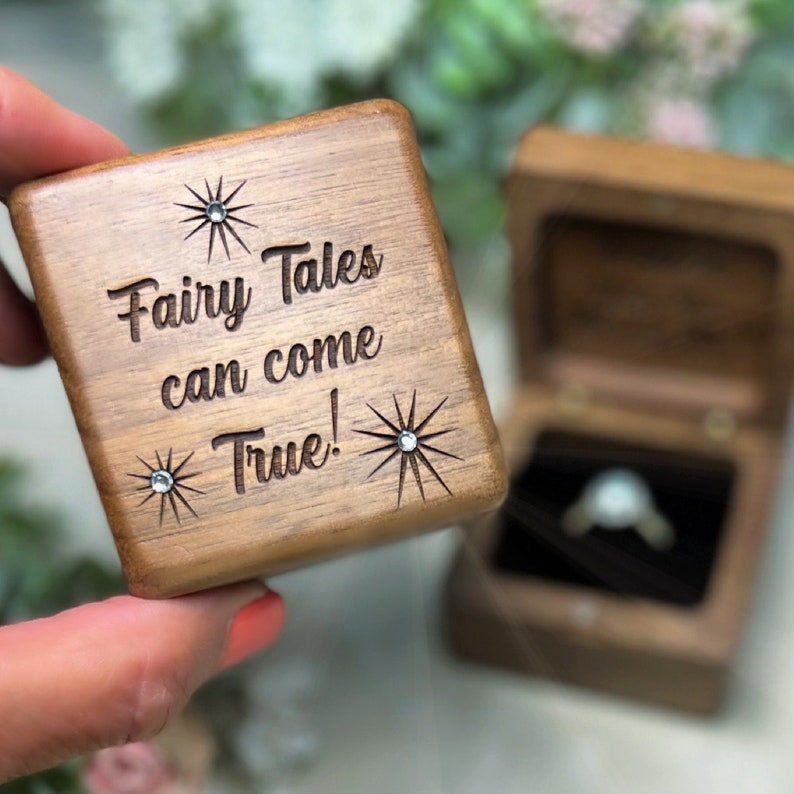 Custom Engagement Ring Box Engraved Wedding Ring Box Black - Etsy