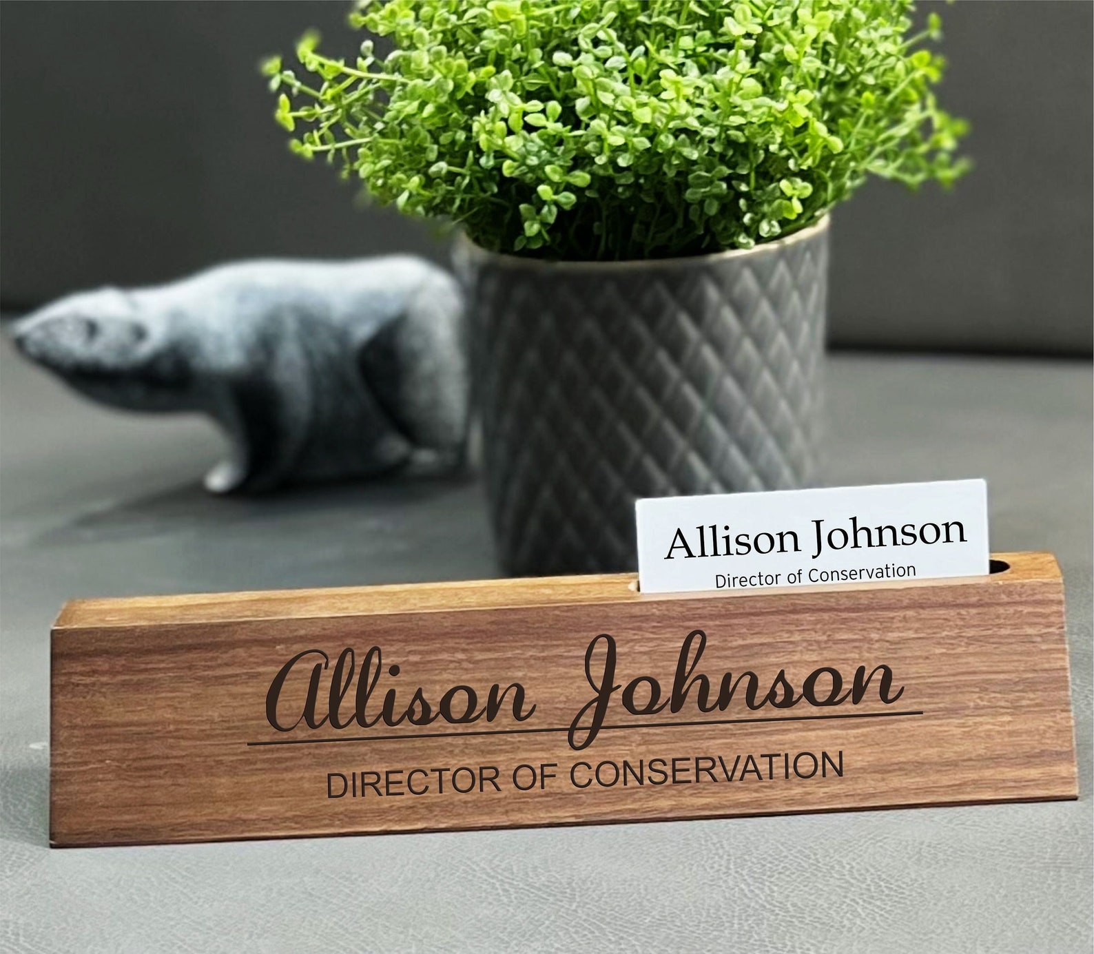 Desk Name Plate With Business Card Holder - Etsy